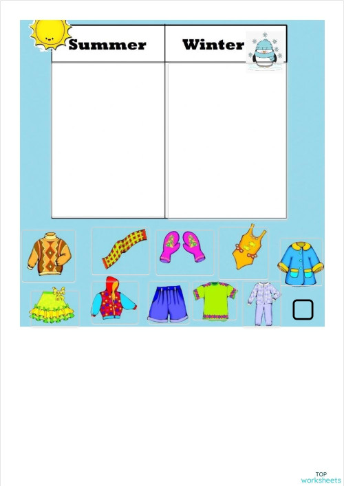 HW 24/09: clothes & seasons. Interactive worksheet | TopWorksheets