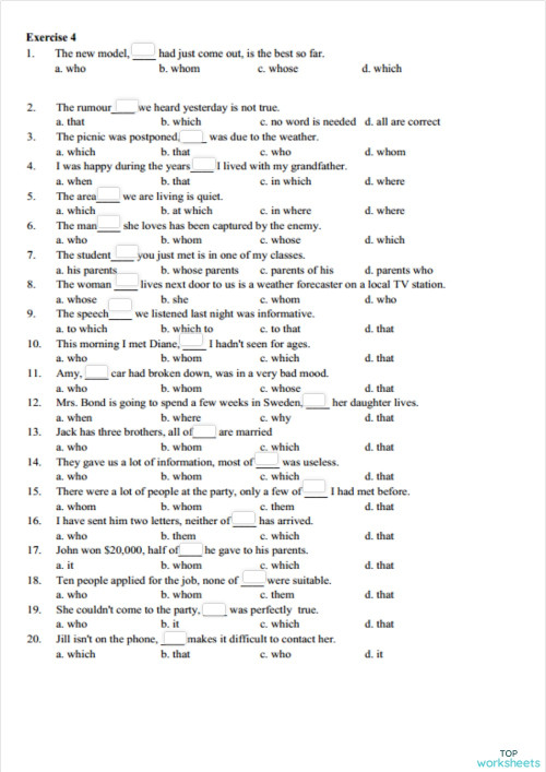 Relative Clause 05 Interactive Worksheet Topworksheets 7738