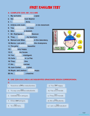 FIRST ENGLISH TEST. Ficha interactiva | TopWorksheets