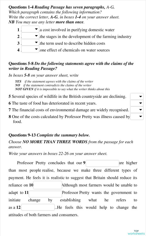 Final Reading 2. Interactive worksheet | TopWorksheets