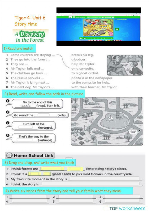A Discovery at the forest Tiger 4 Unit 6. Interactive worksheet ...