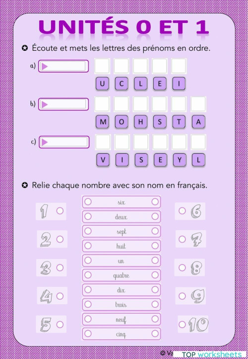Interactive worksheets and online exercises in french | TopWorksheets