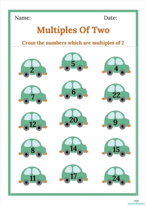 Multiples of 2. Interactive worksheet | TopWorksheets