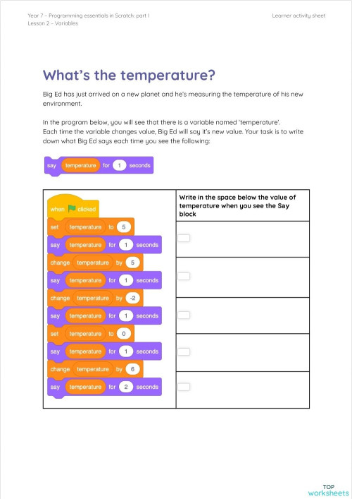 What is the temperature?. Interactive worksheet | TopWorksheets
