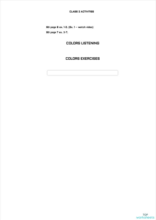 CLASS 2 ACTIVITIES. Interactive worksheet | TopWorksheets