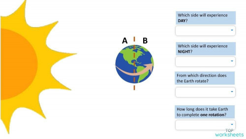 Year 6 Science | Earth Rotation. Interactive worksheet | TopWorksheets