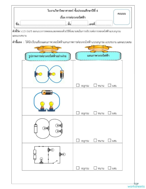 ป 6 ใบงานที่ 5 ใบงานเชิงโต้ตอบ Topworksheets