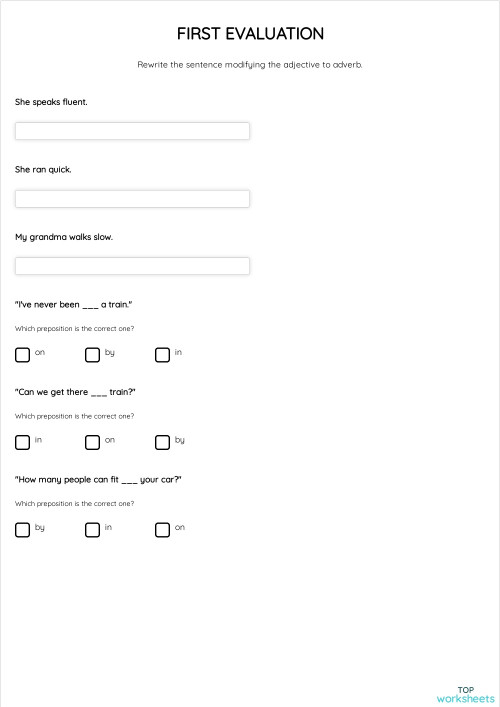 FIRST EVALUATION. Interactive worksheet | TopWorksheets