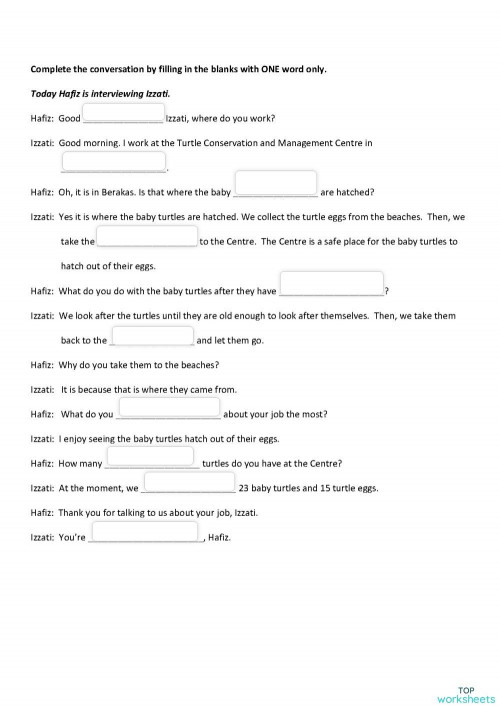 Example dialogue. Interactive worksheet | TopWorksheets
