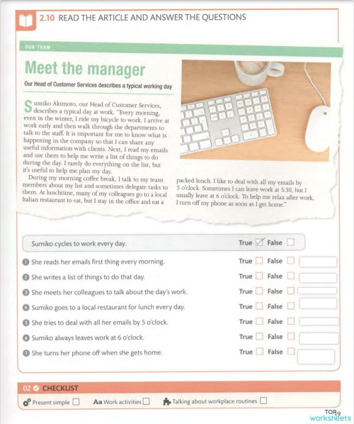 Everyday work activities Business English 1 Course Book 2. Interactive ...