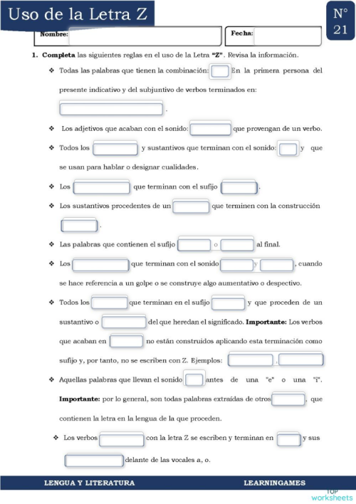 Uso de la letra "Z". Ficha interactiva | TopWorksheets