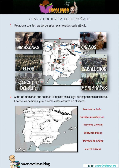 Geografía de España II. Ficha interactiva | TopWorksheets