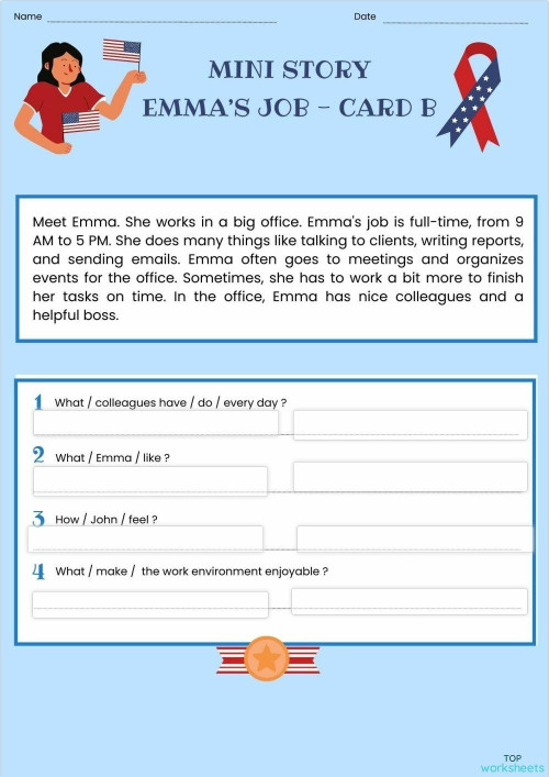 EMMA'S JOB - CARD B. Interactive worksheet | TopWorksheets