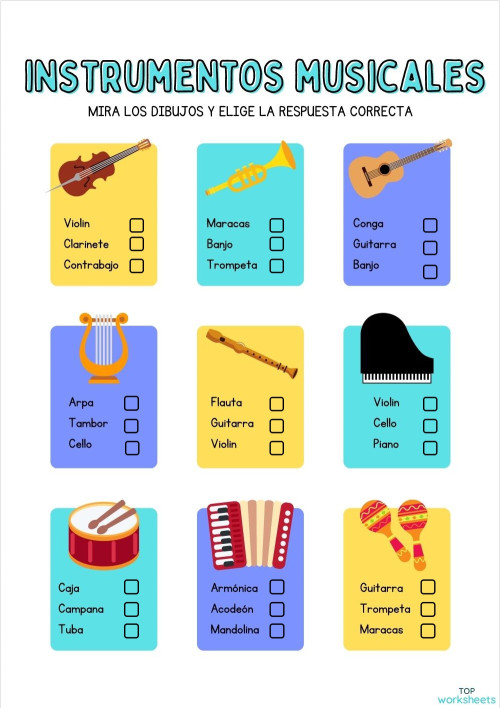 Instrumentos musicales: fichas interactivas y ejercicios online ...