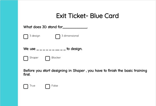 Exit Ticket- Blue Card. Interactive worksheet | TopWorksheets