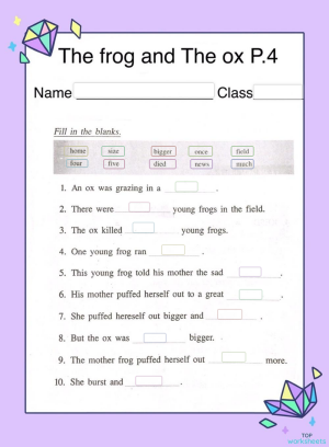 The frog and The ox P.4. Interactive worksheet | TopWorksheets
