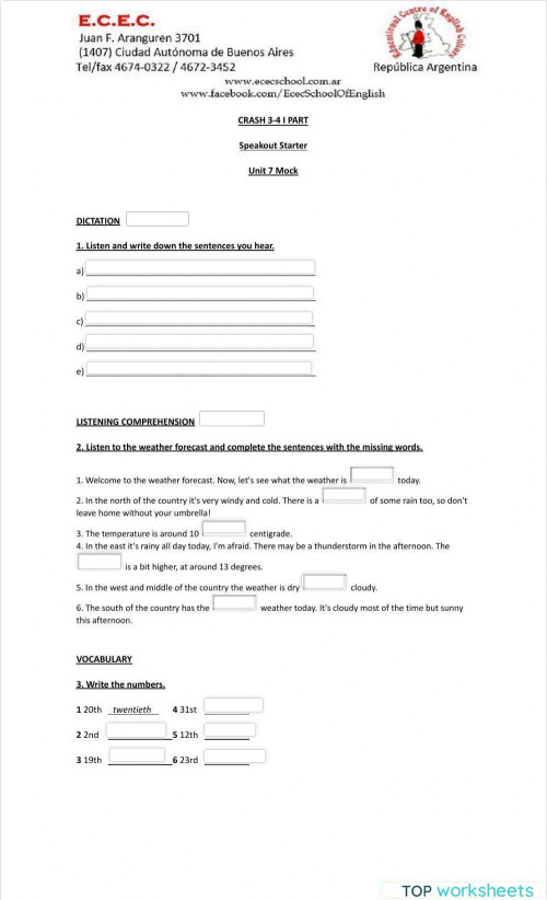 Speakout Starter Unit 7 Mock. Interactive worksheet | TopWorksheets