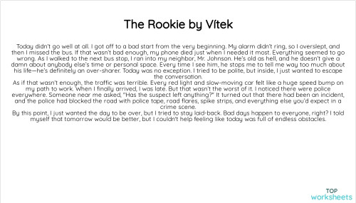 The Rookie by Vítek. Interactive worksheet | TopWorksheets