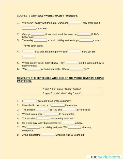 simple past exam v2. Interactive worksheet | TopWorksheets