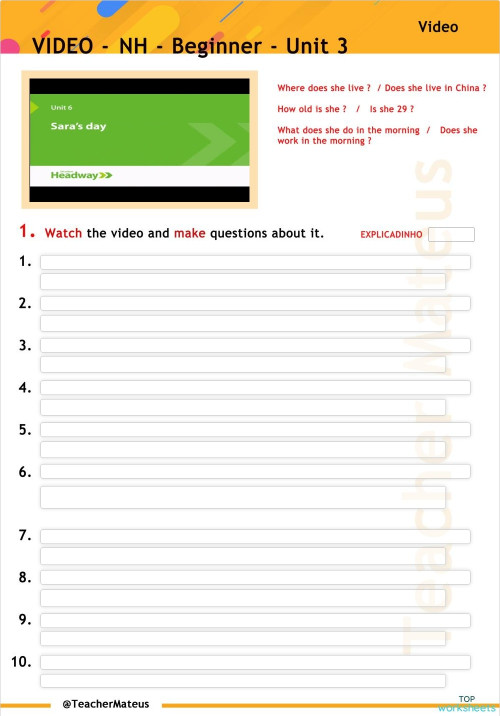 VIDEO - NH - Beginner - 06 - Sara - Listening - TM0194. Interactive ...