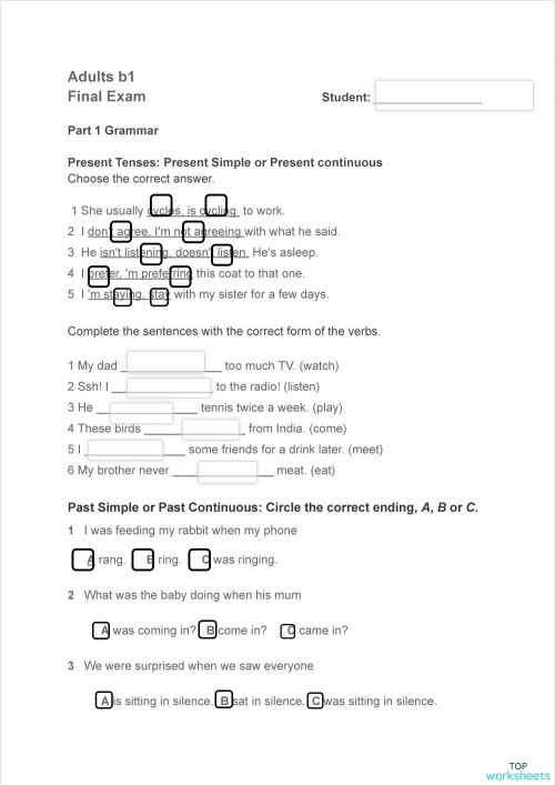 present simple tense. Interactive worksheet | TopWorksheets
