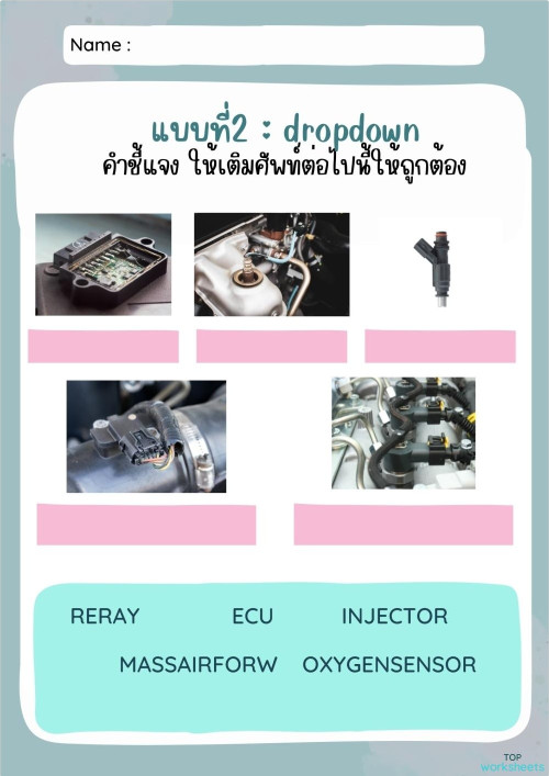 ใบงานที่2 Dropdown ใบงานเชิงโต้ตอบ | TopWorksheets