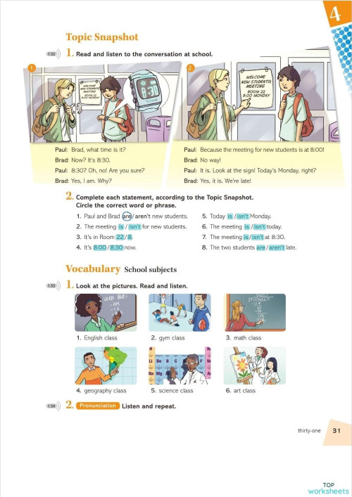 4 - Topic snapshot. Interactive worksheet | TopWorksheets