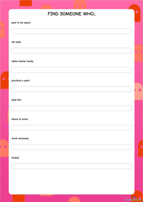 FIND SOMEONE WHO.... Interactive worksheet | TopWorksheets