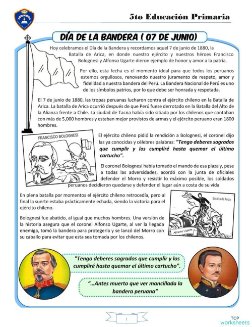 DIA DE LA BANDERA. Ficha interactiva | TopWorksheets