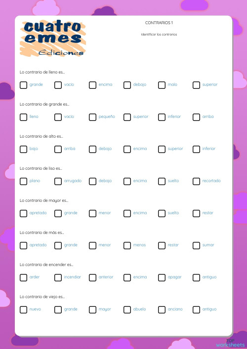 CONTRARIOS 1. Ficha interactiva | TopWorksheets