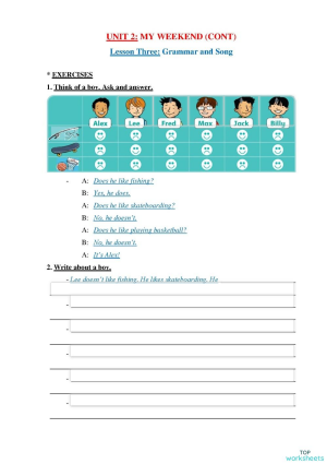 Unit 2: My weekend - Lesson Three. Interactive worksheet | TopWorksheets