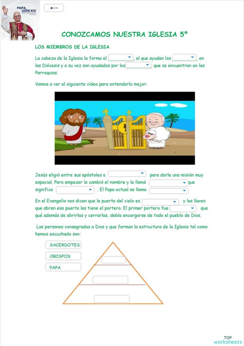 Conozcamos nuestra iglesia 5º. Ficha interactiva | TopWorksheets