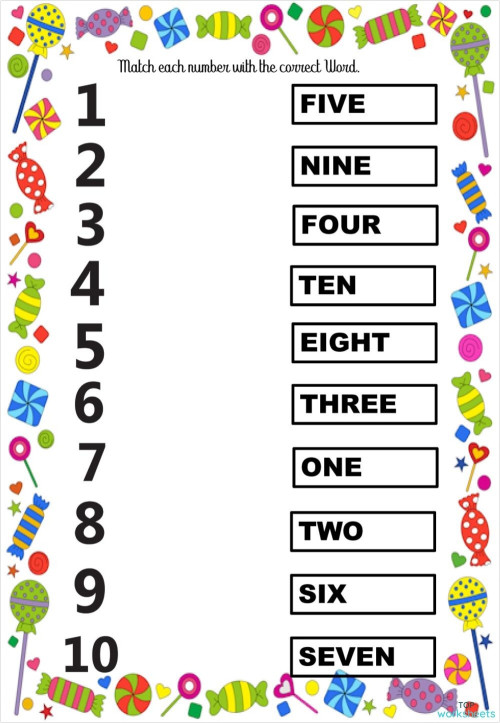 NUMBERS FROM 1 TO 10, starter, FIRST. Interactive worksheet | TopWorksheets