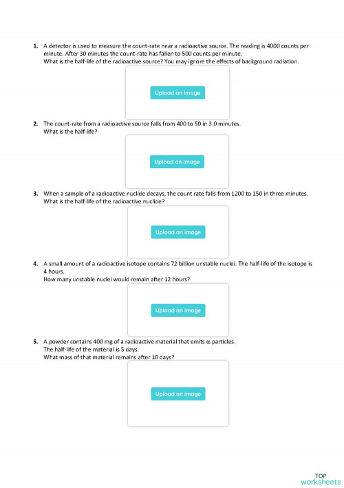 Problem Solving Half-Life. Interactive worksheet | TopWorksheets