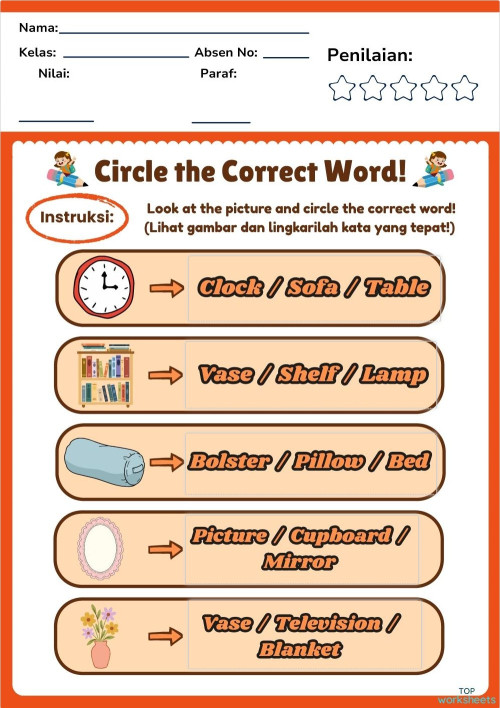 WORKSHEET UNIT 5: Where My Pencil?. Lembar kerja interaktif | TopWorksheets