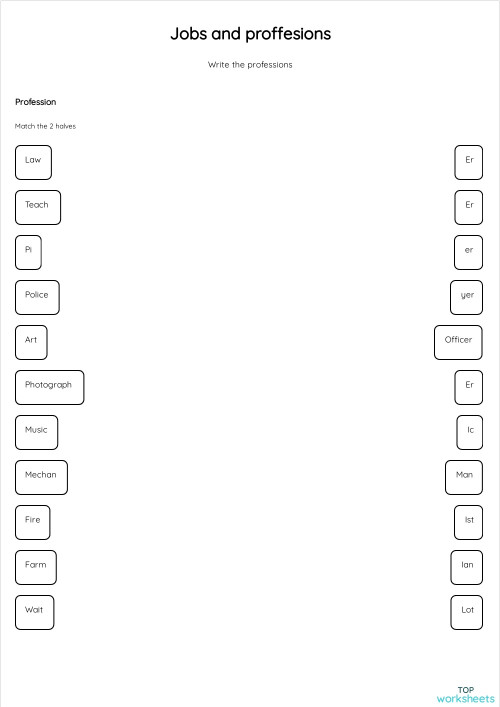 Jobs and proffesions. Interactive worksheet | TopWorksheets