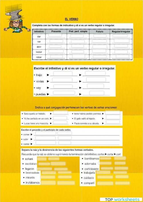 El verbo. Ficha interactiva | TopWorksheets