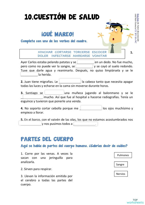 La salud: fichas interactivas y ejercicios online | TopWorksheets