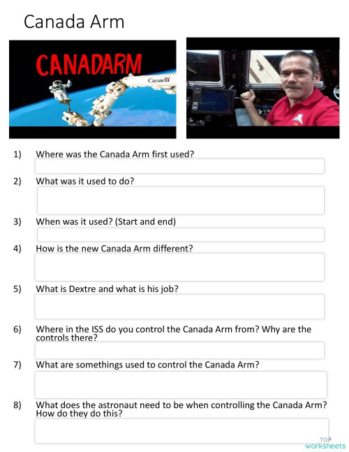 Canada Arm. Interactive worksheet | TopWorksheets