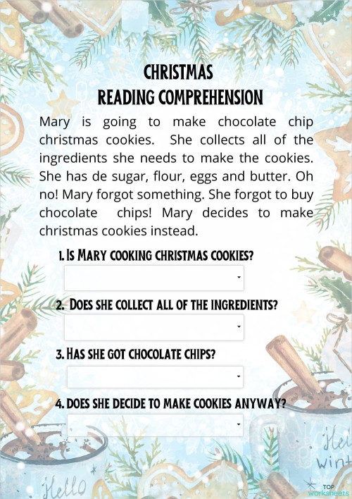 CHRISTMAS READING COMPREHENSION. Interactive worksheet | TopWorksheets