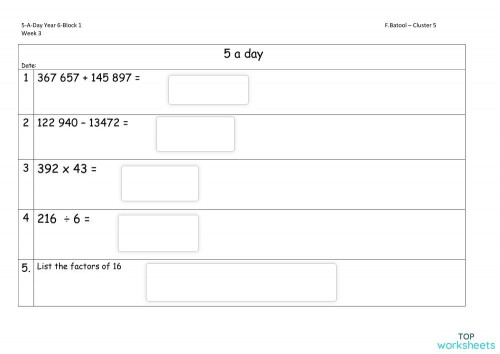 5 A-Day Week 3 (1). Interactive worksheet | TopWorksheets