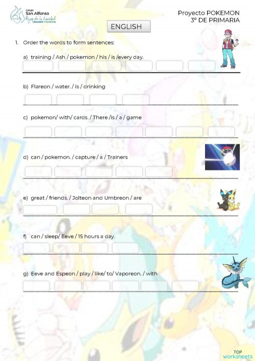 ENGLISH POKEMON 3RD GRADE. 2. Interactive worksheet | TopWorksheets