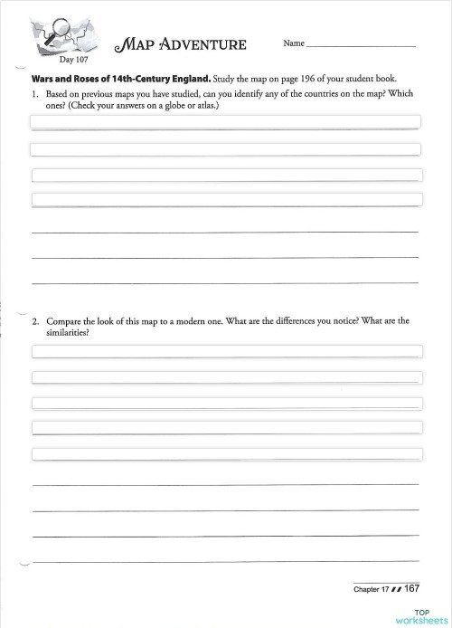Chapter 17: Pg 167-168 Map Adventure. Interactive worksheet | TopWorksheets