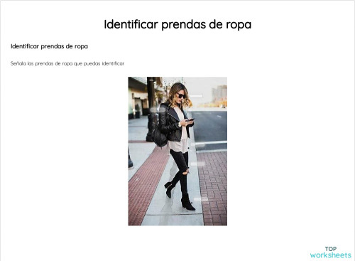 Identificar prendas de ropa. Ficha interactiva | TopWorksheets