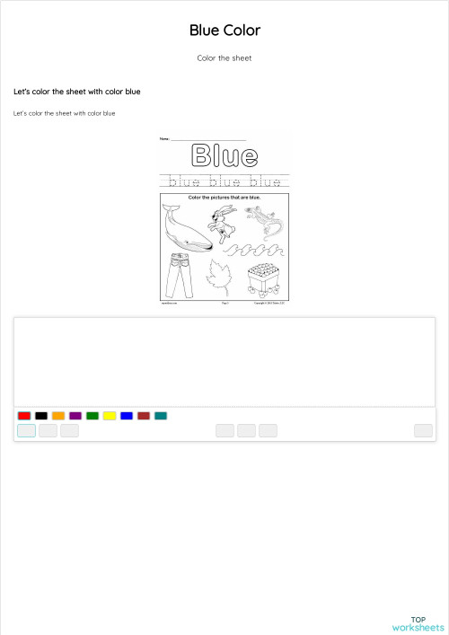 Blue Color. Interactive worksheet | TopWorksheets