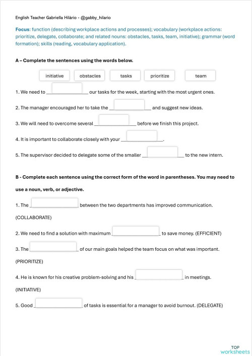 GRAMMAR - Word Formation 1. Interactive worksheet | TopWorksheets
