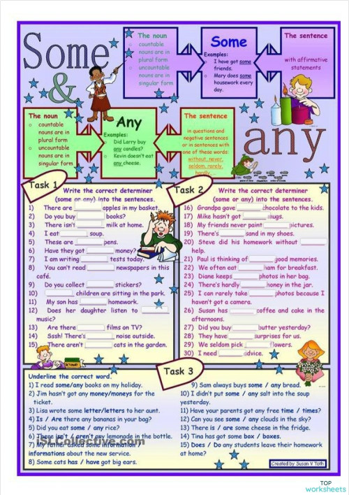 Some/Any-Practice. Ficha interactiva | TopWorksheets