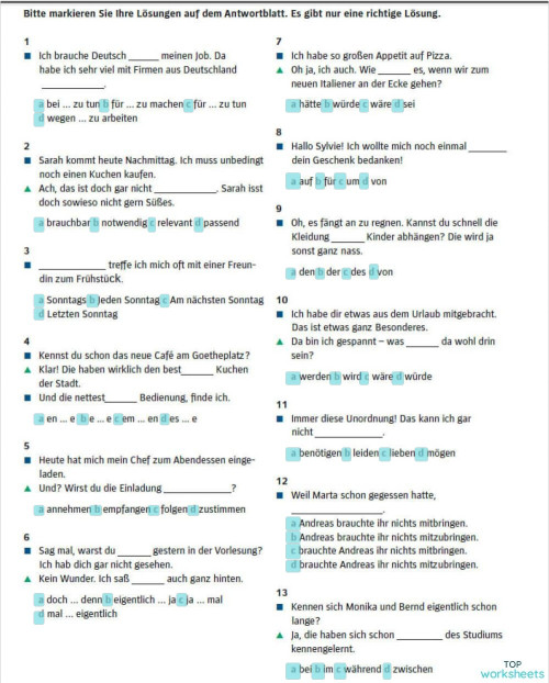 PRONOMINALADVERBIEN. Interaktives Arbeitsblatt | TopWorksheets