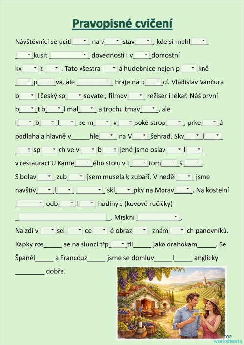Čeština: interaktivní pracovní listy a online cvičení | TopWorksheets