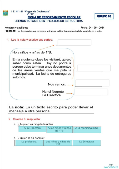 Lectura de notas - Nivel 3. Ficha interactiva | TopWorksheets